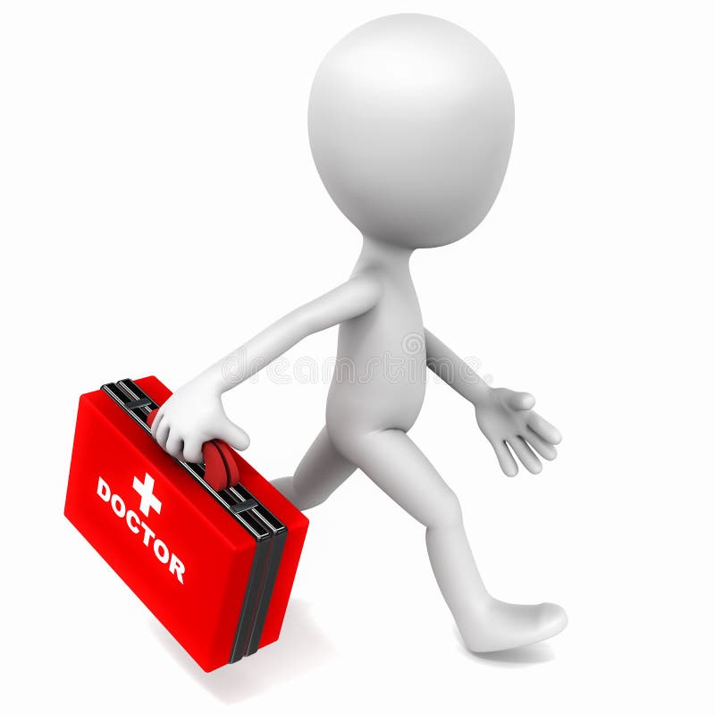 3d Running Doctor with First Aid Box Stock Illustration - Illustration ...