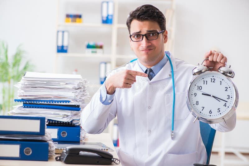 The Doctor with Alarm Clock in Urgent Check-up Concept Stock Image ...