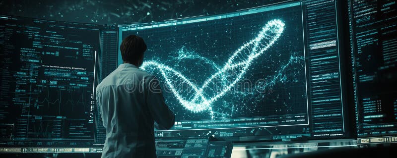 Doctor Analyzes Complex Data on a Computer Screen in a Modern Medical ...