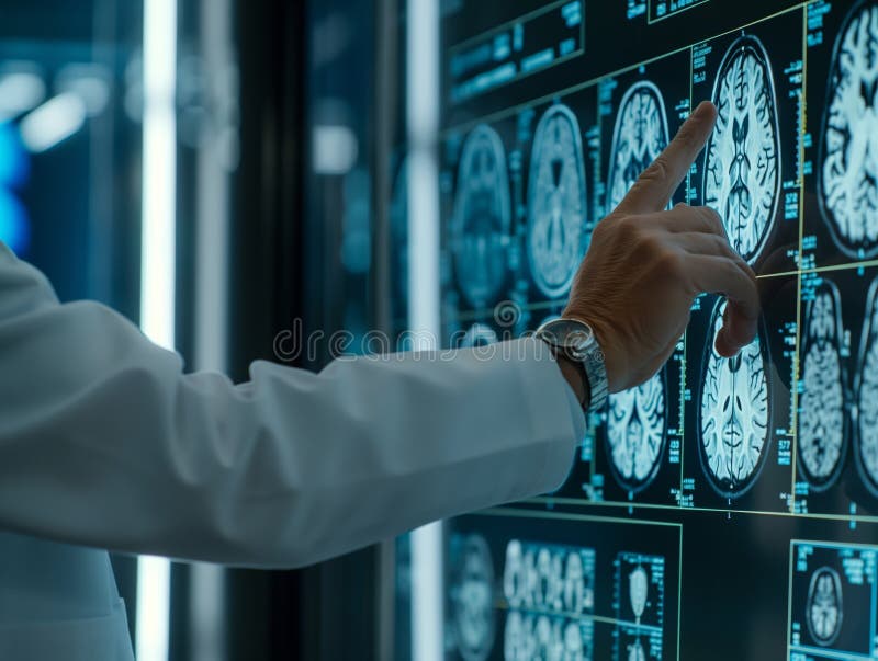 Doctor Analyzing Brain Scans Stock Photo - Image of technology, coat ...
