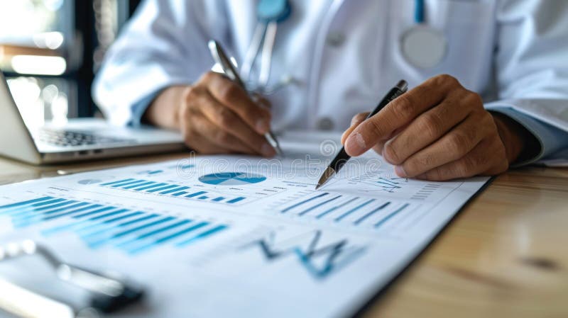 Doctor Analyzing Financial Charts Stock Illustration - Illustration of ...