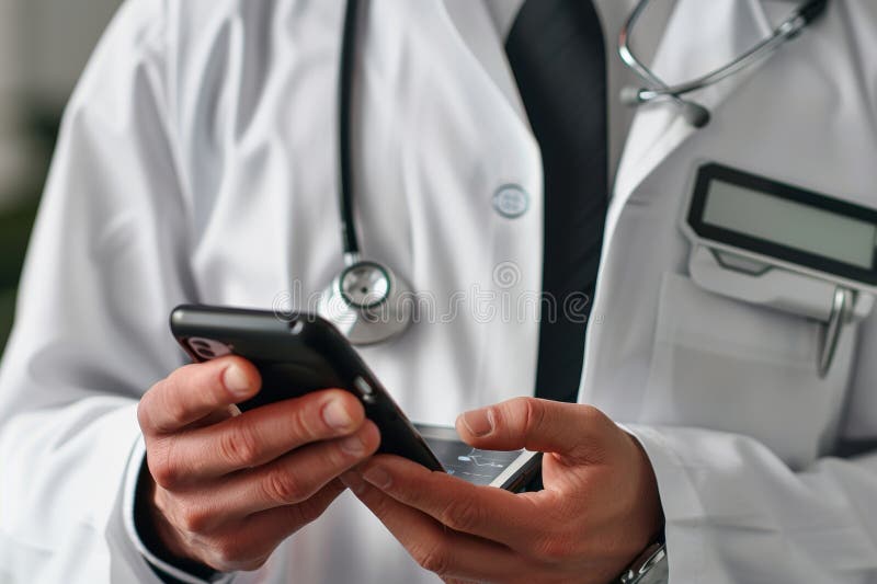 Doctor Analyzing Medical Health Data on Handheld Device - Visual Data ...