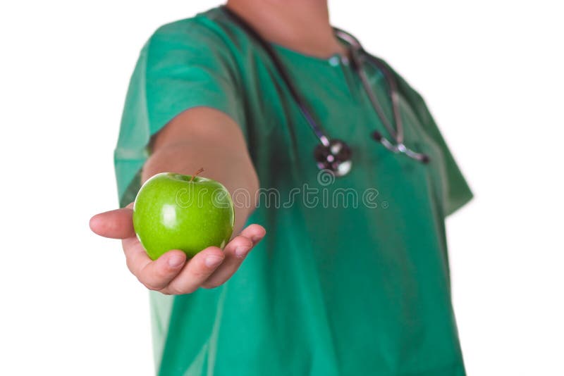 Doctor with an Apple on His Hand Stock Photo - Image of hospital ...