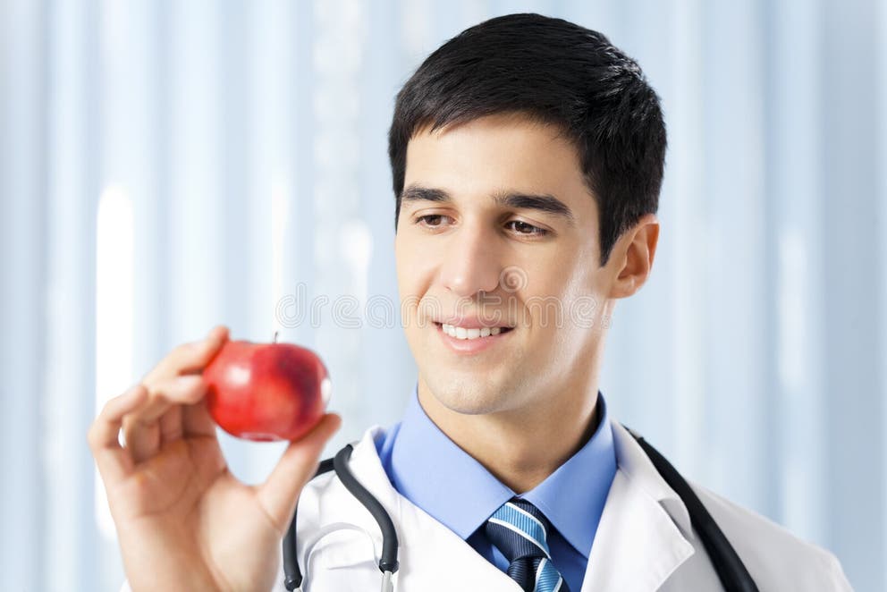 Doctor with Apple, at Office Stock Image - Image of antioxidant, doctor ...