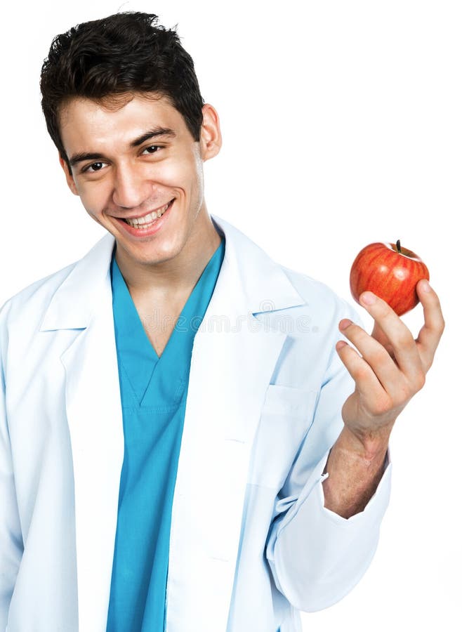Doctor with an apple stock image. Image of person, portrait - 39732927
