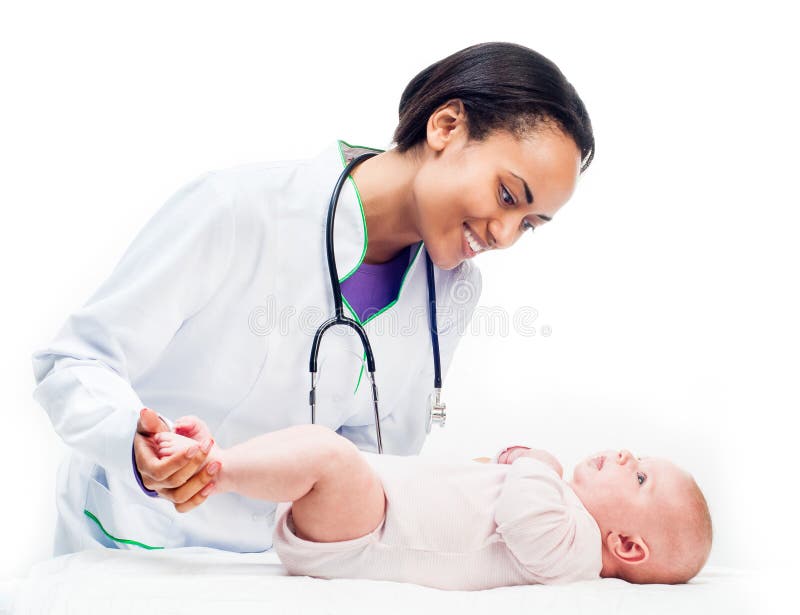 Doctor Giving Checkup To Baby in Exam Room Stock Image - Image of ...