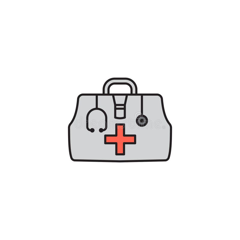 Doctor Bag Colored Vector Icon on White Background Stock Vector ...