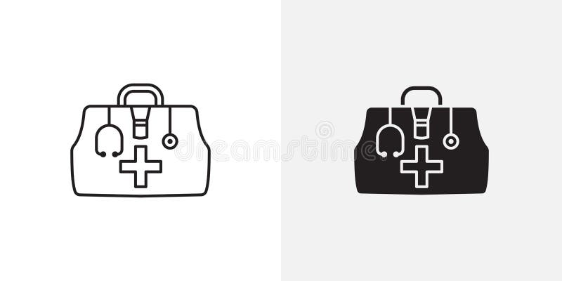Doctor bag vecor icon set stock vector. Illustration of chest - 340375818