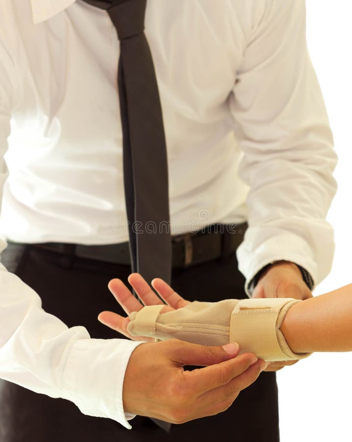 Doctor Bandaging Female Broken Hand Stock Photo - Image of injury ...