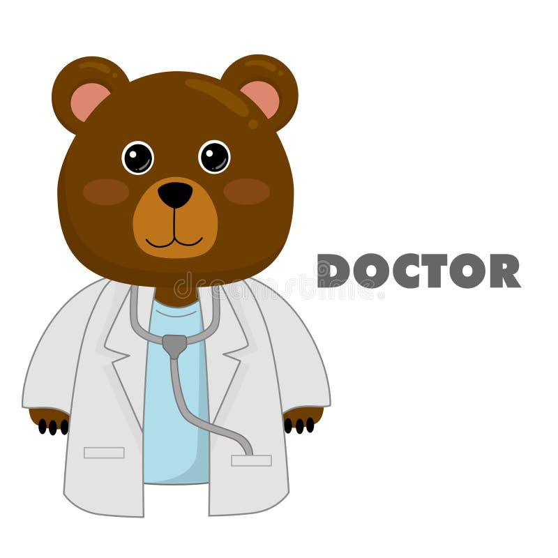 Doctor Bear Character Design For Kids Stock Vector - Illustration of ...