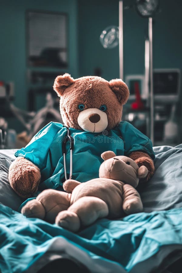 A Doctor Bear Treating Stuffed Animal Patients Stock Illustration ...