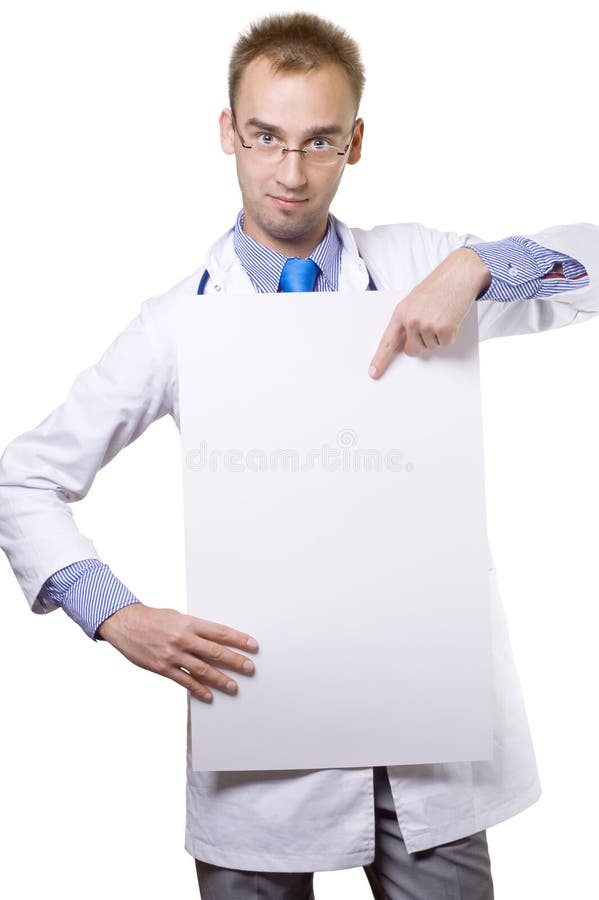 Doctor with blank board stock image. Image of medicine - 11288013