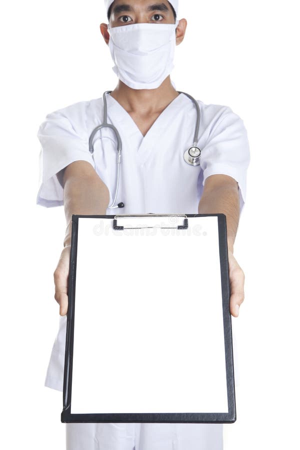 Doctor with blank paper stock image. Image of clipboard - 23310797