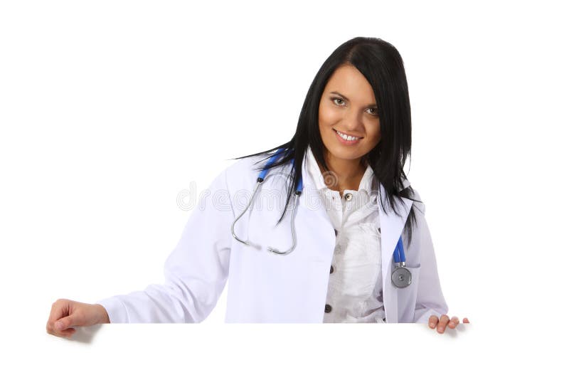 Doctor with a blank sign stock photo. Image of blank - 12077674