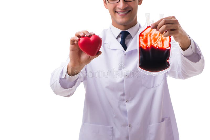 The Doctor in Blood Donation Concept Isolated on White Stock Photo ...