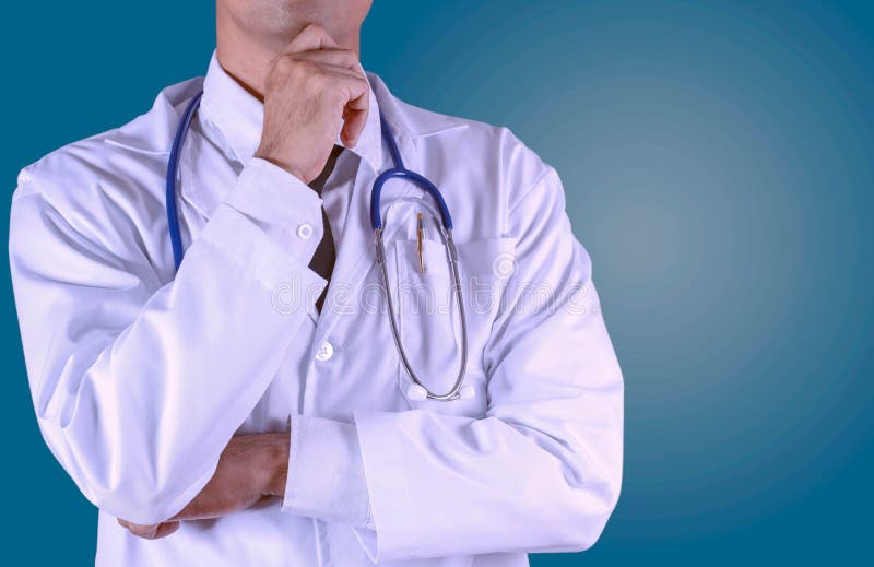 Doctor on blue background. stock photo. Image of diagnosis - 92010776