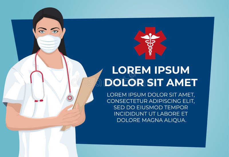 Doctor on a Blue Background. Vector Illustration Medical Design Stock ...