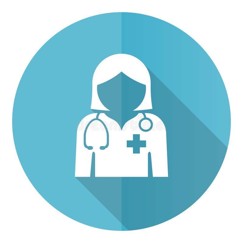 Doctor Blue Round Flat Design Vector Icon Isolated on White Background ...