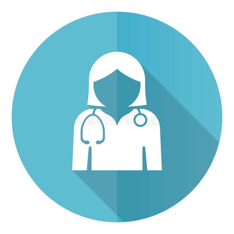 Doctor Blue Round Flat Design Vector Icon Isolated on White Background ...