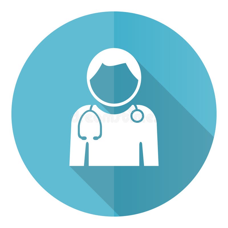 Doctor Blue Round Flat Design Vector Icon Isolated on White Background ...