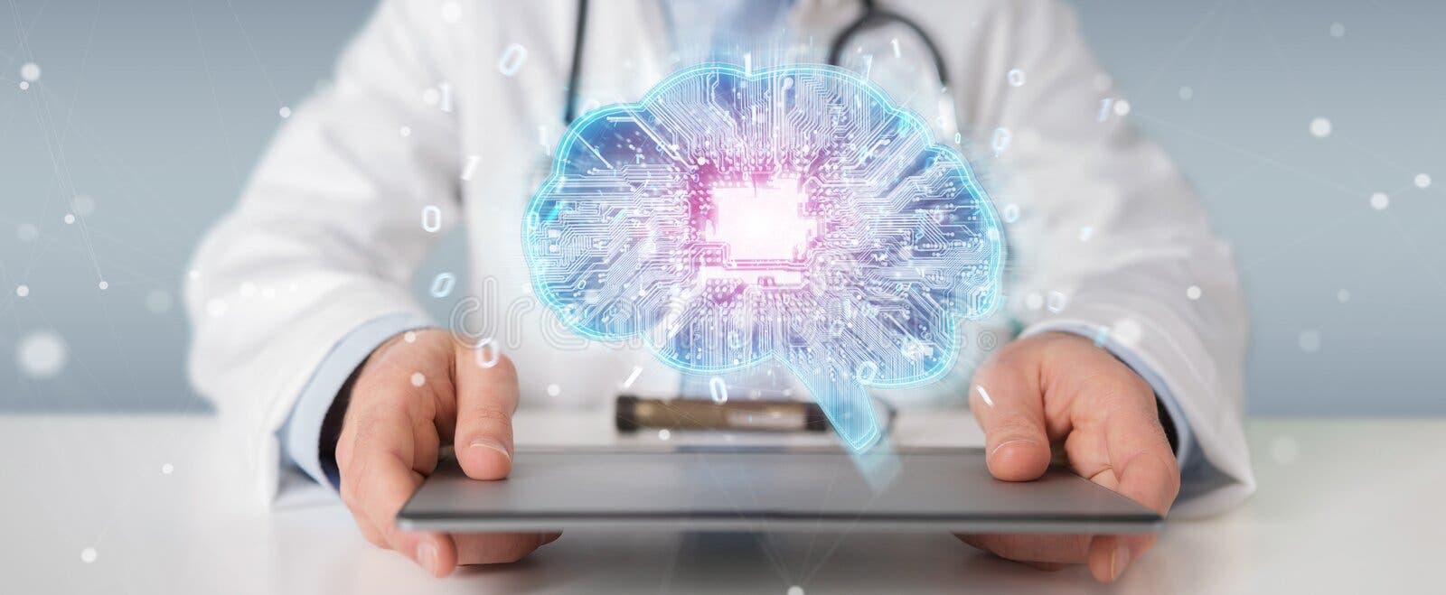 Doctor Creating Artificial Intelligence Interface 3D Rendering Stock ...
