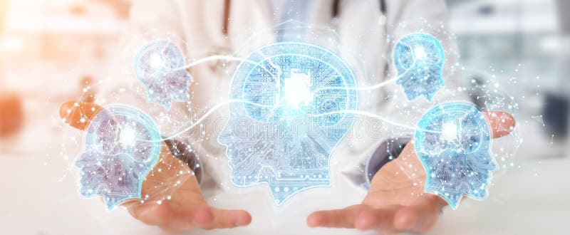 Doctor Creating Artificial Intelligence Interface 3D Rendering Stock ...