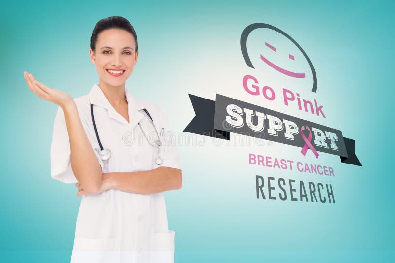 Doctor with Breast Cancer Awareness Message Stock Image - Image of pink ...