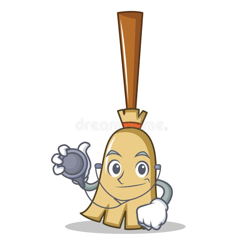 Doctor Broom Character Cartoon Style Stock Vector - Illustration of ...