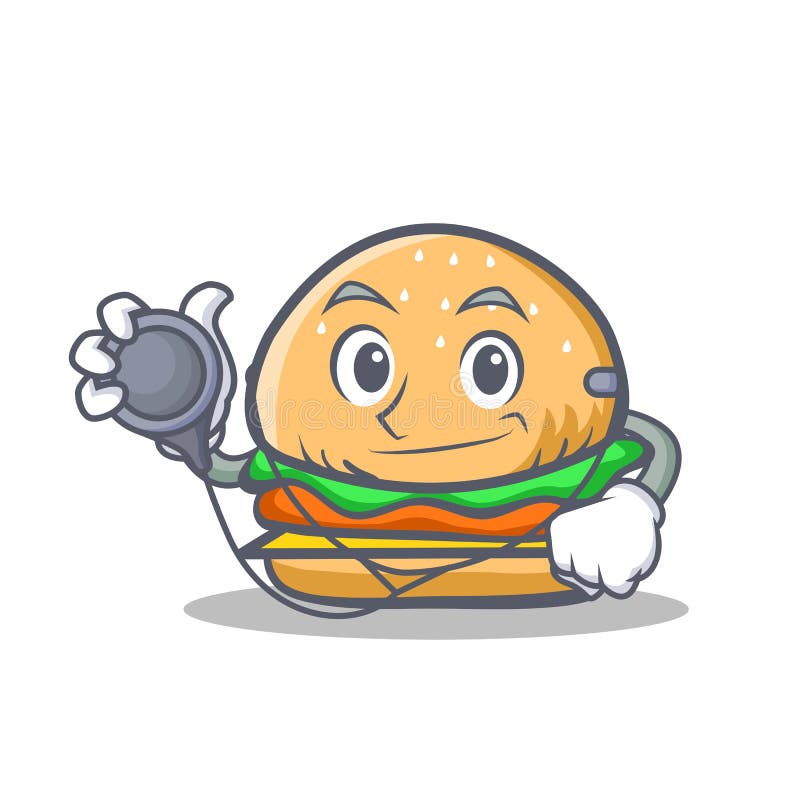 Doctor Burger Character Fast Food Stock Vector - Illustration of eyes, expression: 97136439