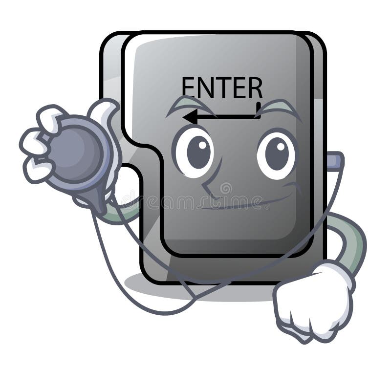 Doctor Button Enter in the Shape Mascot Stock Vector - Illustration of ...