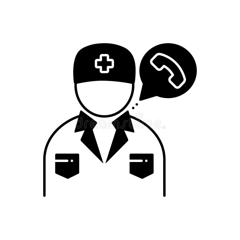 Black Solid Icon for Doctor on Call, Treatment and Telephone Stock ...