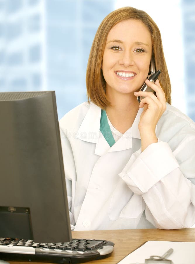 Smiling Receptionist at the Clinic Stock Photo - Image of hospital ...