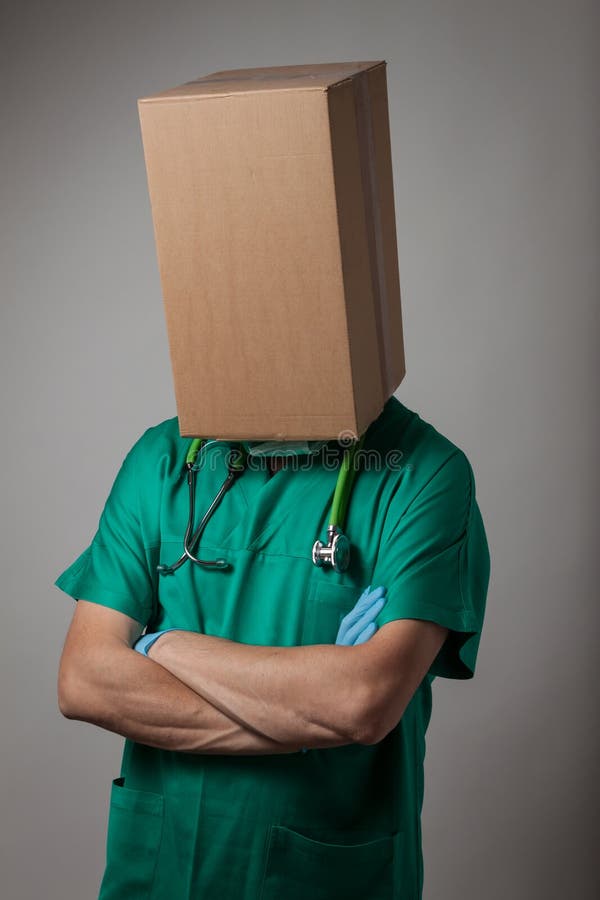 Doctor with Cardboard Box Head Stock Image - Image of head, healthcare ...