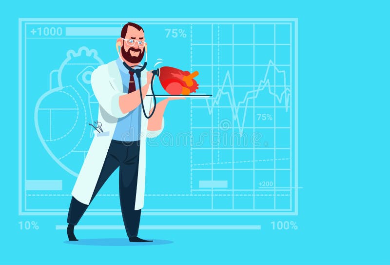 Doctor Cardiologist Examining Heart With Stethoscope Medical Clinics