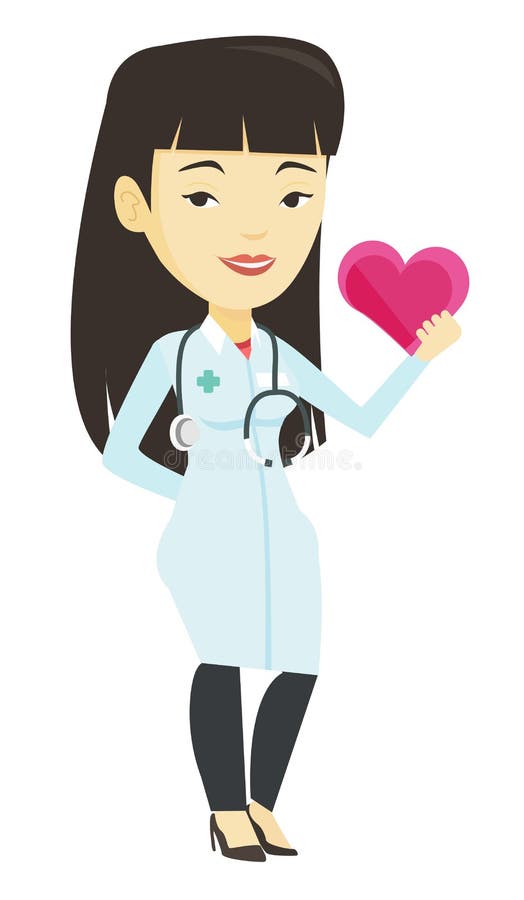 Doctor Cardiologist Holding Heart Stock Vector Illustration Of