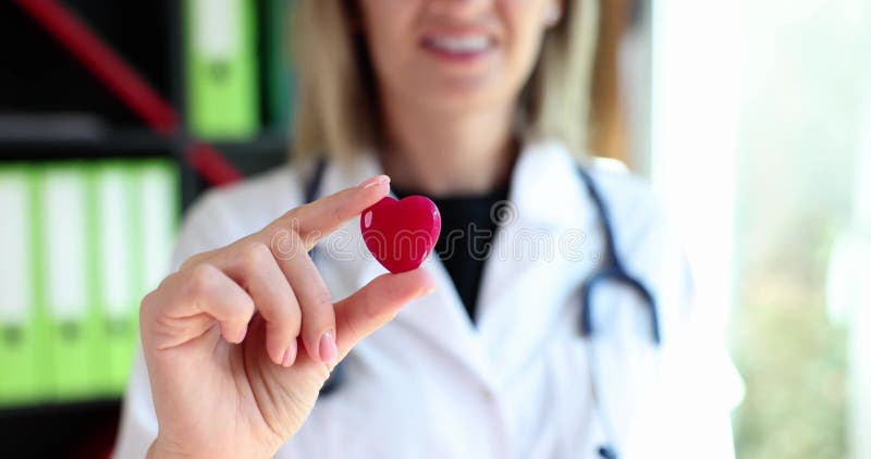 Doctor Cardiologist Holds Red Heart In Clinic Stock Video Video Of
