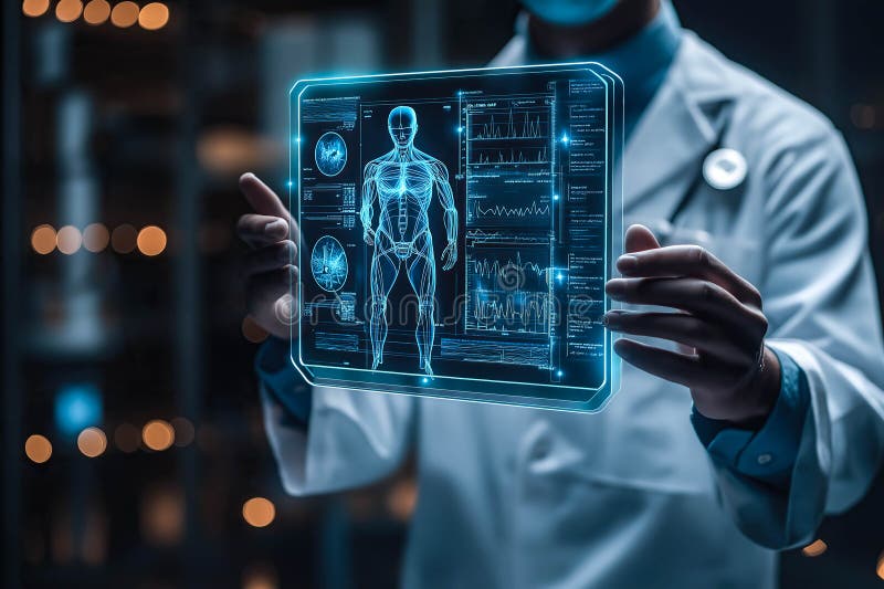 A Doctor Carefully Examines a Virtual X-ray Projection with Focused ...