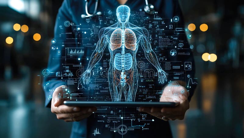 A Doctor Carefully Examines a Virtual X-ray Projection with Focused ...