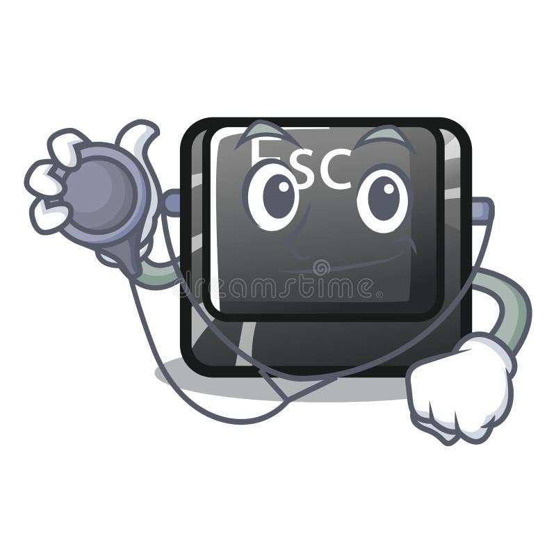 Doctor Cartoon Esc Button Attached To Computer Stock Vector ...