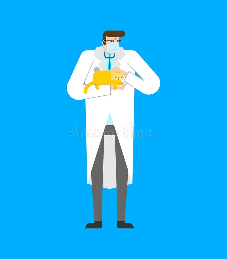 Doctor and Cat. Veterinarian with Pet Stock Vector - Illustration of ...