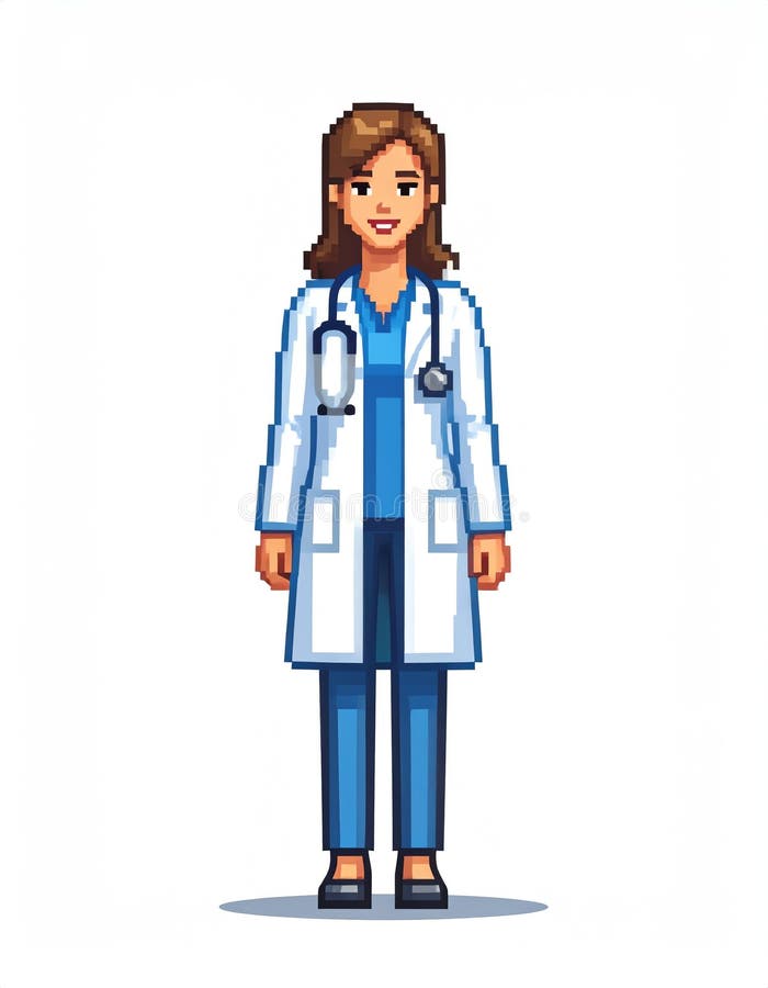 Doctor Character in Pixel Art Style Stock Illustration - Illustration ...