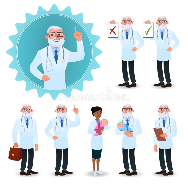 Doctor Characters Set. Flat Style Professional Medicine Team Vector ...