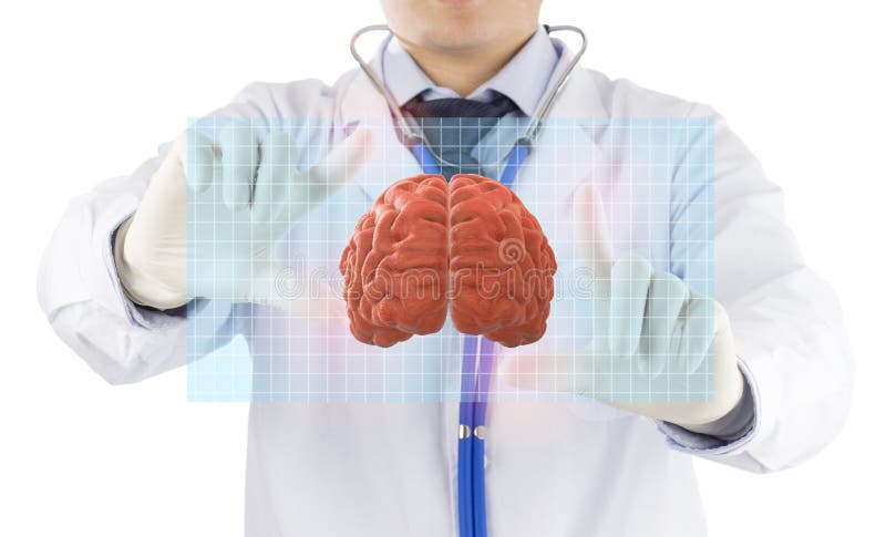 Doctor Check Hologram 3D Brain Stock Image - Image of clinic, cure ...