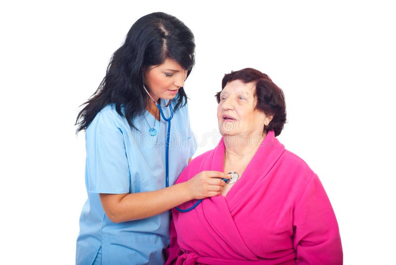 Doctor Check Up Woman Patient in Bed Stock Photo - Image of adults ...