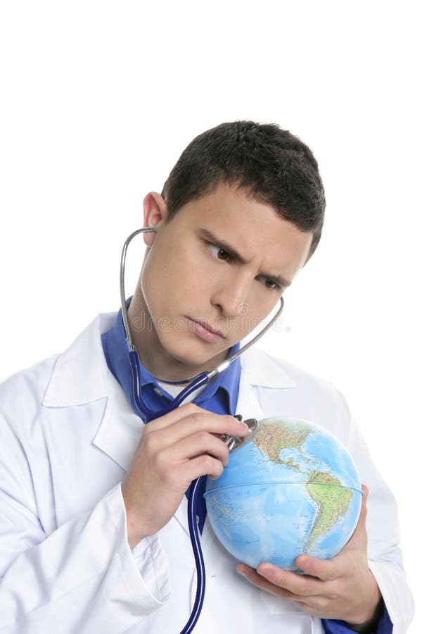 Doctor Check the World Map Health Stock Photo - Image of internet, hand ...