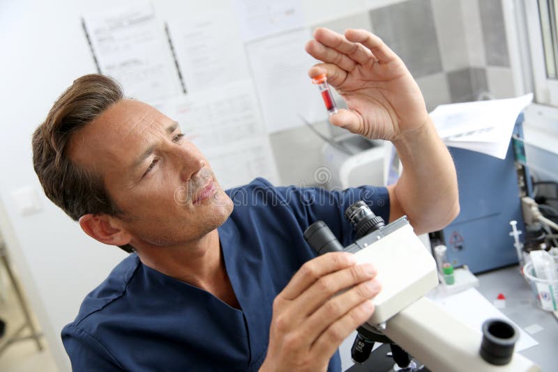 Doctor Checking Blood Samples in Lab Stock Photo - Image of sample ...