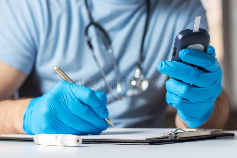 Doctor Checking Blood Sugar Level. Doctor Patient Diabetes Lancet ... Doctor Checking Blood Sugar Level. Doctor Patient Diabetes Lancet ...