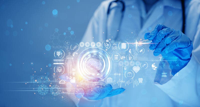 Doctor Checking Brain Testing Result with Computer Interface ...