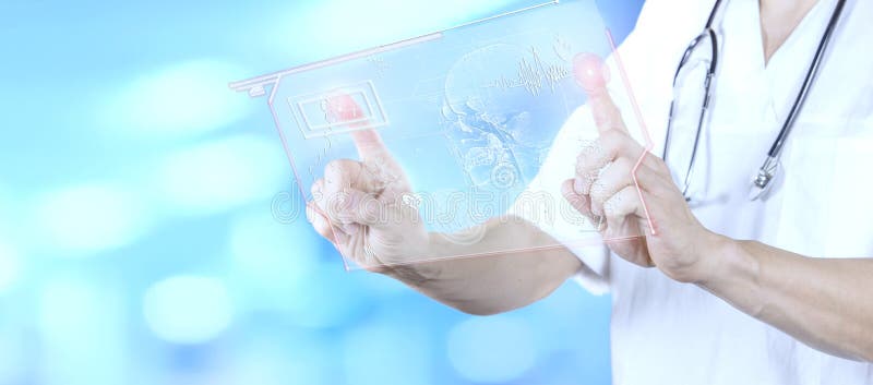 Doctor Checking Brain Testing Result with Computer Interface ...