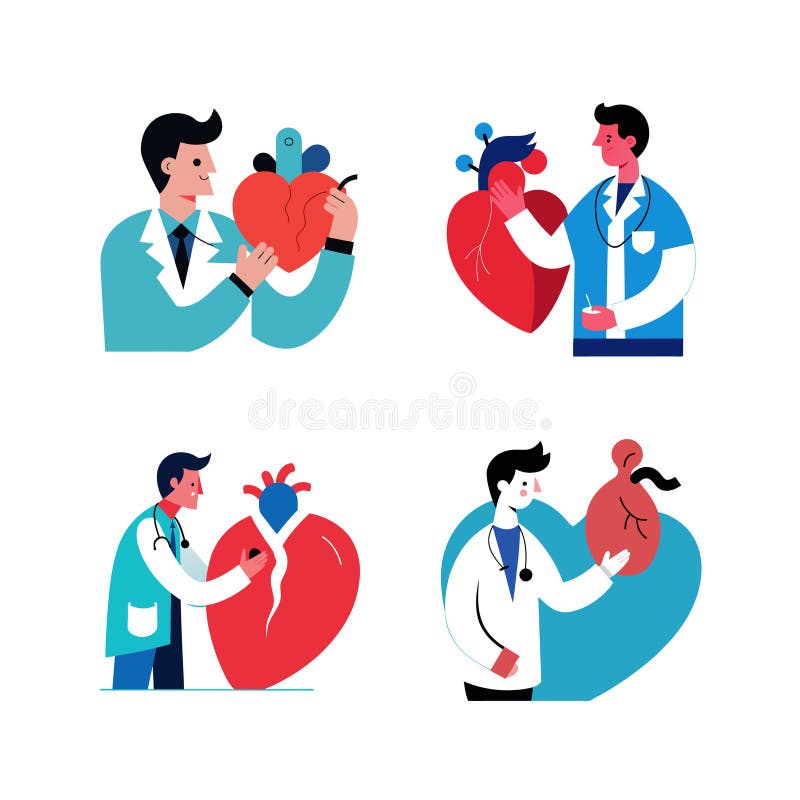 Doctor Checking Human Heart Vector Stock Vector - Illustration of ...